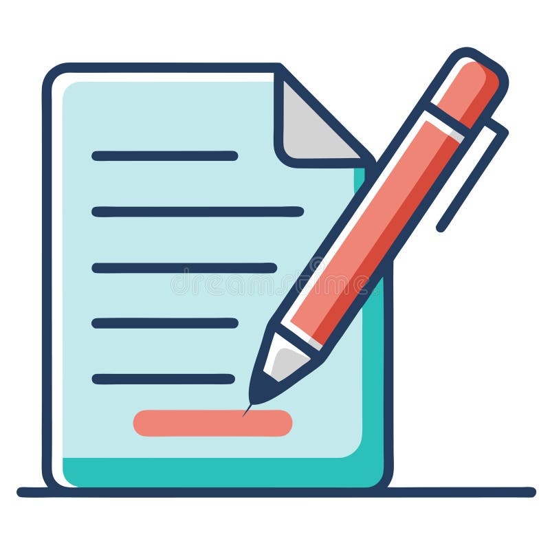 Signing Document with Pen, Illustration of Paperwork and Business ...