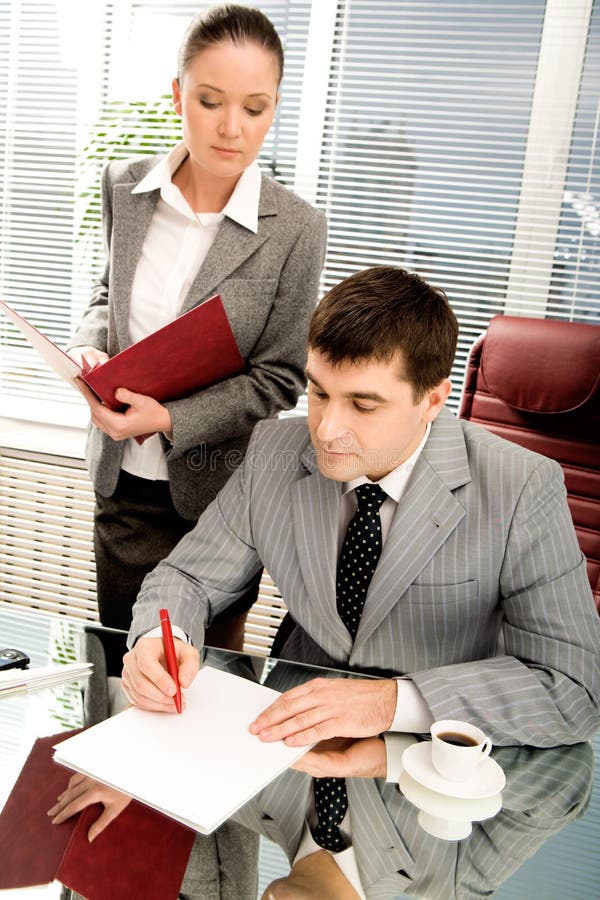 Signing documents stock image. Image of manager, adult - 8765023