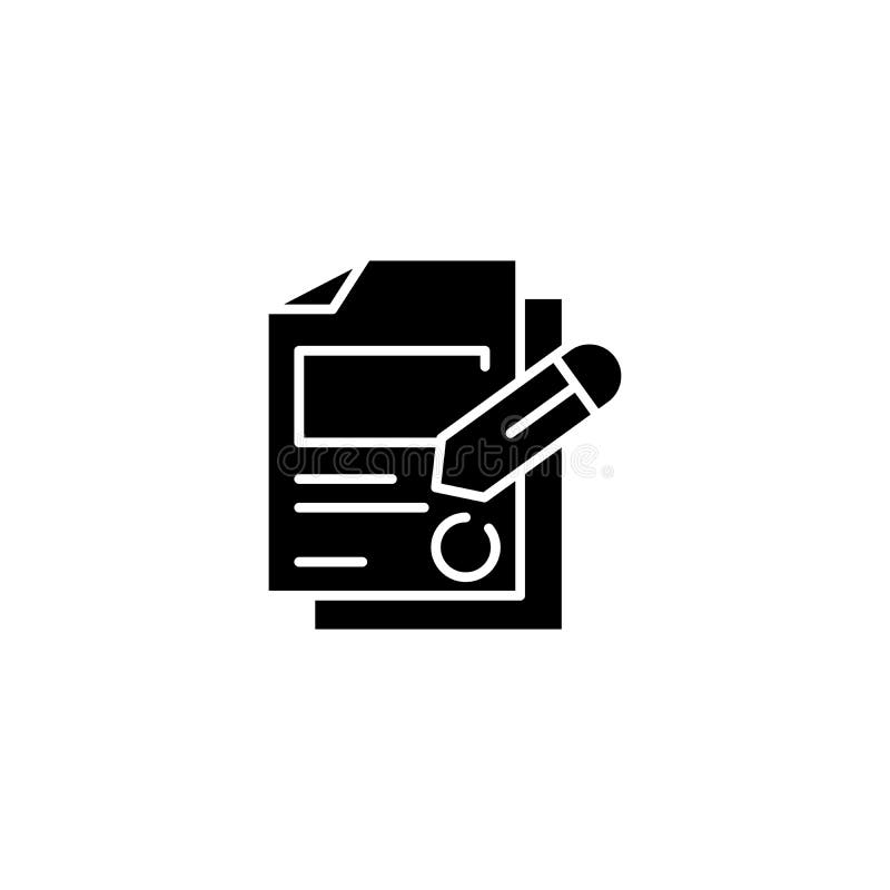 Signing Documents Black Icon Concept. Signing Documents Flat Vector ...