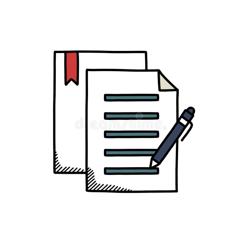 Documents Doodle Icon, Vector Color Line Illustration Stock Vector ...