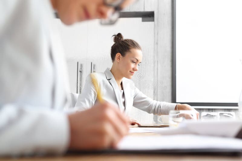 Signing Documents in the Office Stock Image - Image of lawyer, dress ...