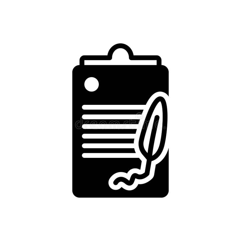 Black Solid Icon for Signing, Document and Contract Stock Vector ...
