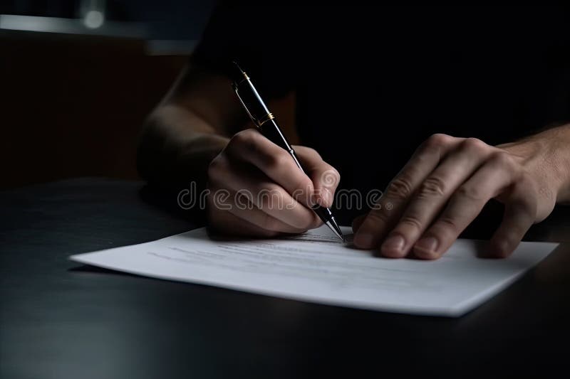 Signing Legal Documents with a Pen. Stock Illustration - Illustration ...