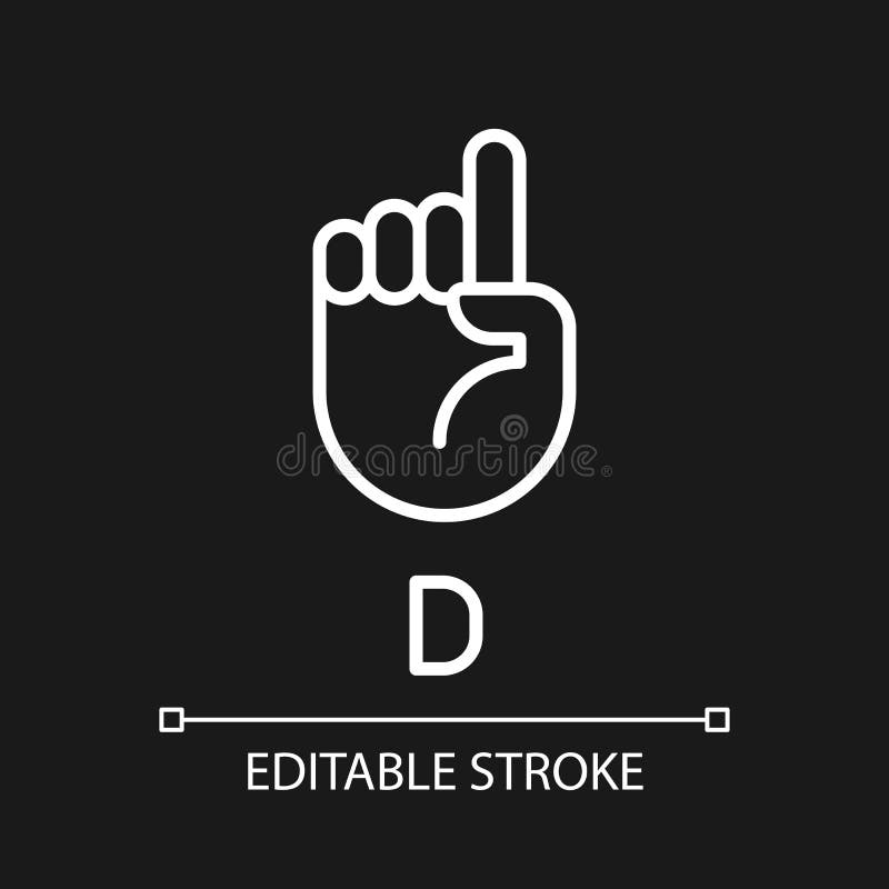 Signing Letter D in ASL Pixel Perfect White Linear Icon for Dark Theme ... Signing Letter D in ASL Pixel Perfect White Linear Icon for Dark Theme ...