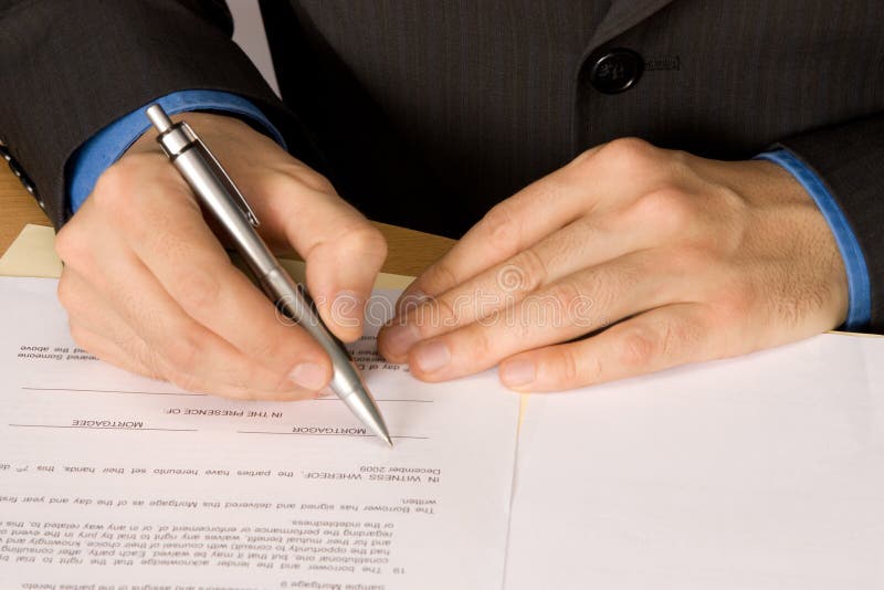 Businessman Signing a Document. Stock Photo - Image of contract ...