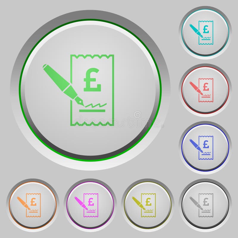 Signing Pound Cheque Push Buttons Stock Vector - Illustration of form ...