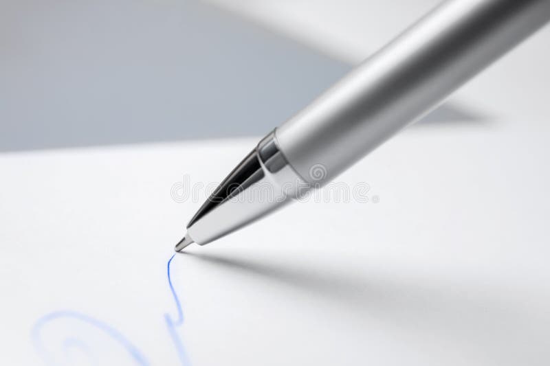 Signing on Sheet of White Paper with Pen, Closeup Stock Image - Image ...