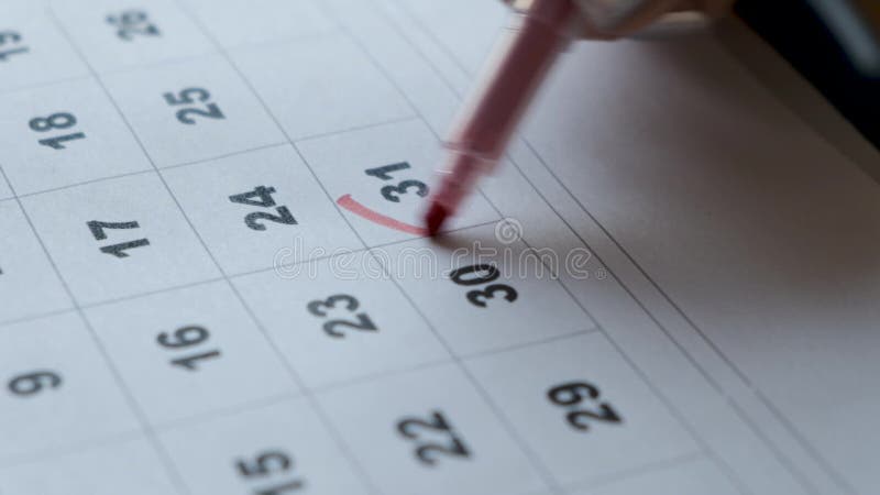 Signing a 31st Day on a Calendar by Red Pen Stock Video - Video of ...