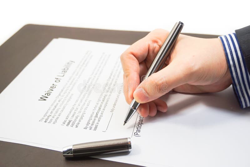 Signing a Waiver of Liability Form Stock Image - Image of application ...