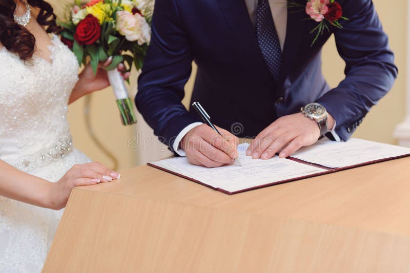 Him Signing It (Wedding Ceremony) Stock Image - Image of occasion ...