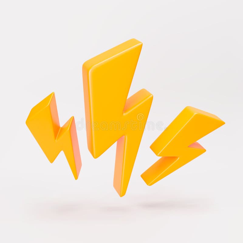 Signo de rayo amarillo 3D. ilustración del vector. Ilustración de ...