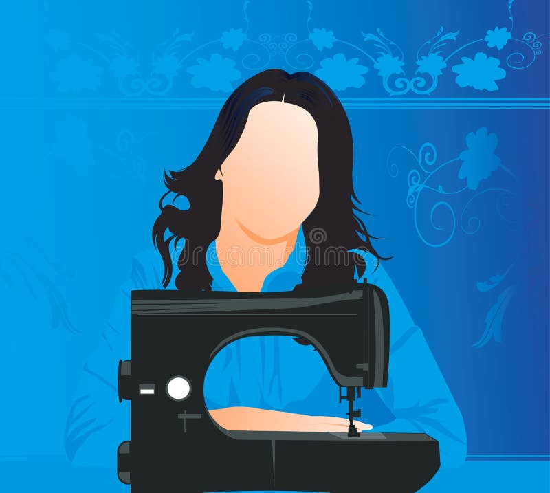 Vector La Retro Illustrazione Di Pop Art Della Cucitrice Che Cuce Sulla ...