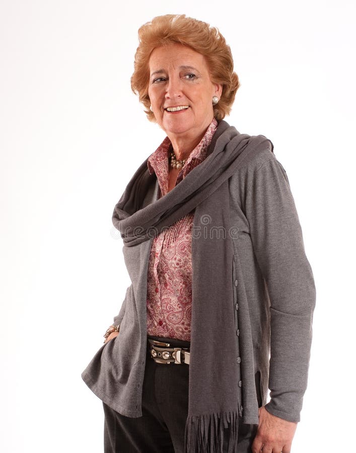 Signora matura alla moda fotografia stock. Immagine di isolato - 21351510