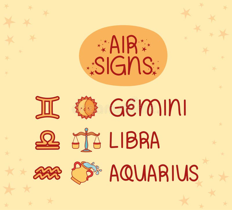 Signos de aire zodiaco ilustración del vector. Ilustración de libros ...