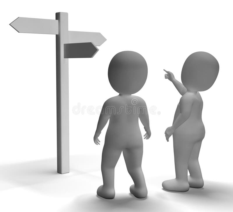 Human Figure Leaning Over Blank Signpost Stock Illustration ...