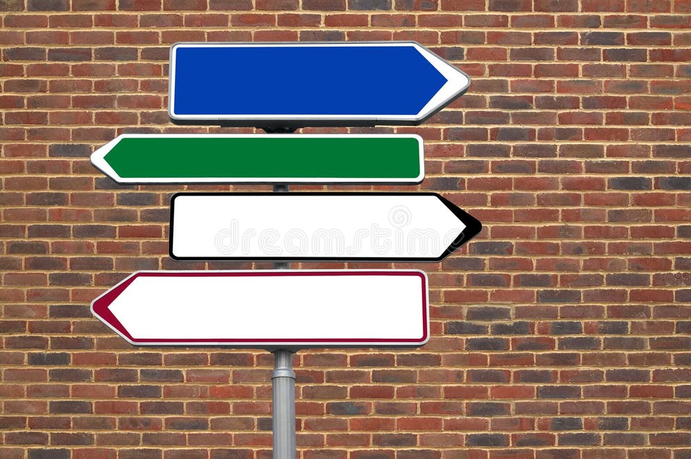 Signpost Against a Brick Wall Stock Image - Image of empty, place: 7291303