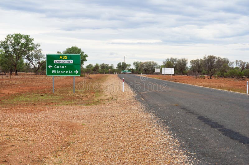 Signpost Along the Barrier Highway in Outback NSW Stock Image - Image ...
