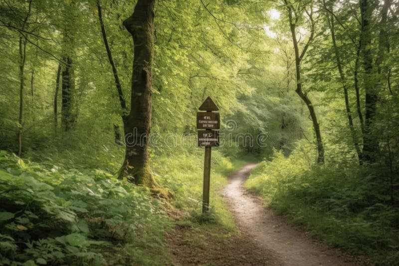 Signpost with Arrows Pointing the Way on a Forest Path Stock Photo ...