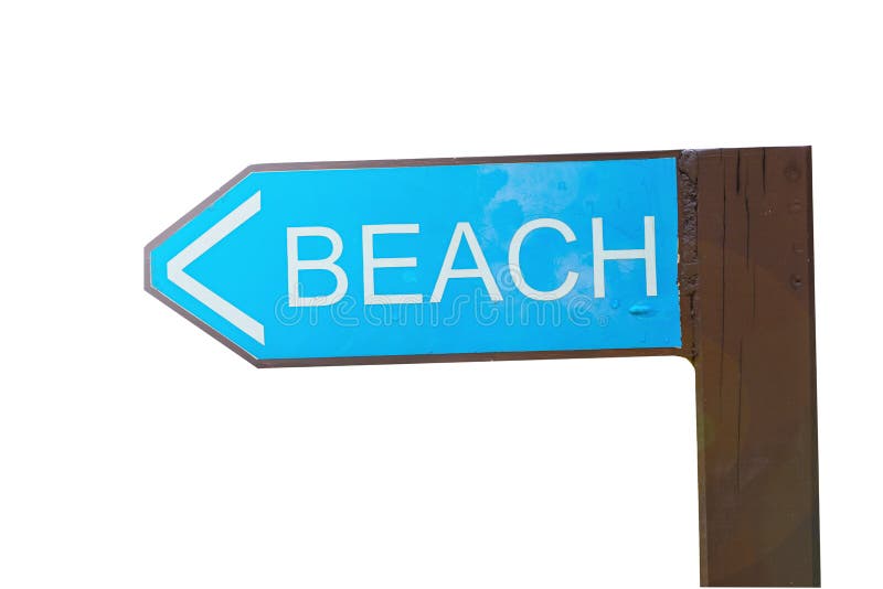 Signpost Beach, Made of Wood, Green, the Road To the Beach To the Left ...