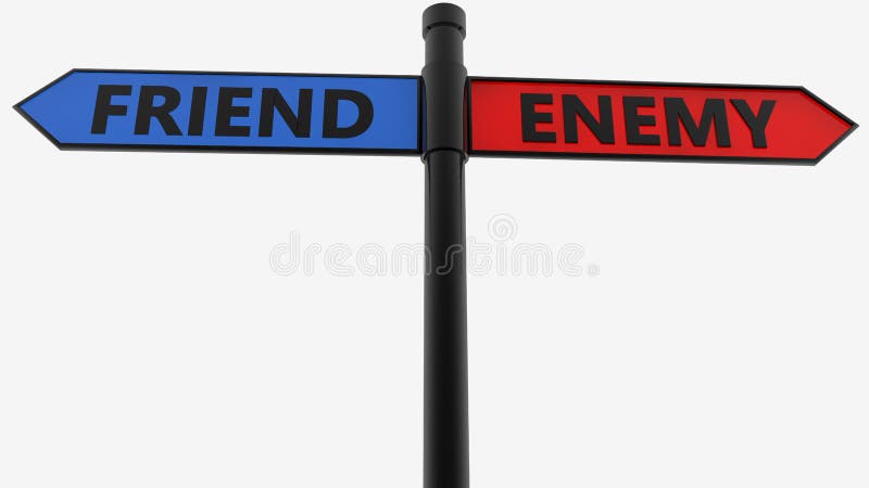 A friend from an enemy stock illustration. Illustration of cheerful ...