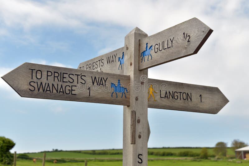 Signpost on Coastal Path Near Durlston Stock Photo - Image of dorset ...
