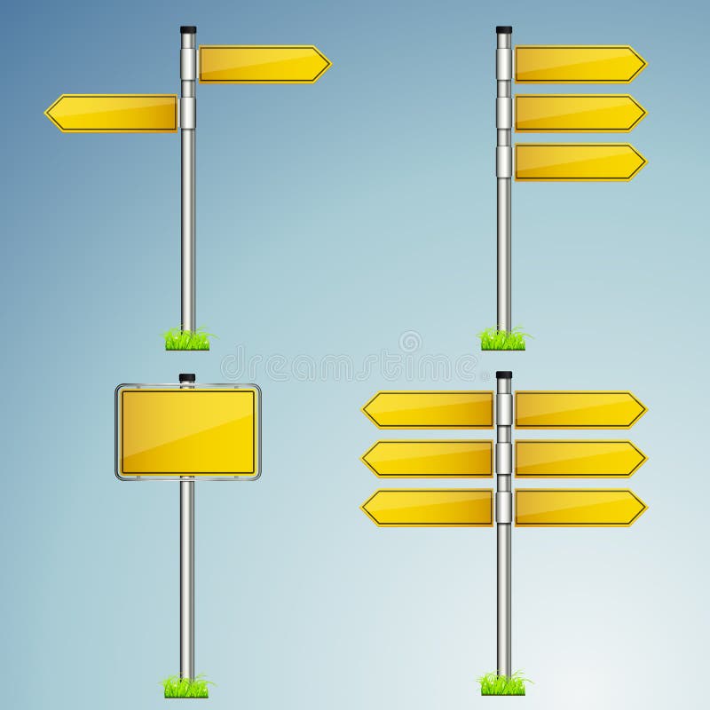 Signpost Collection Vector Set Isolated with Glossy Metallic Background ...