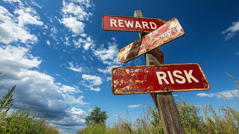 Signpost Depicting the Choice between Reward and Risk Under a Clear ...