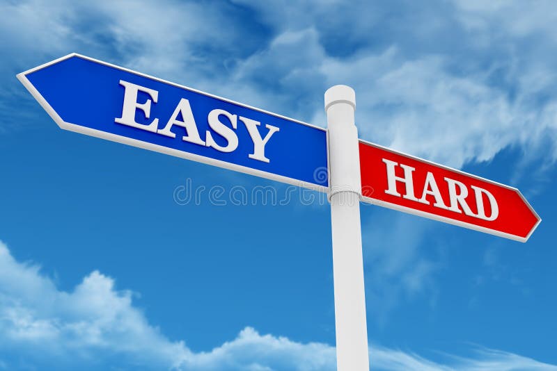 Easy Vs Hard Thought Portrays Choice Of Simple Or Difficult Way - 3d ... Easy Vs Hard Thought Portrays Choice Of Simple Or Difficult Way - 3d ...