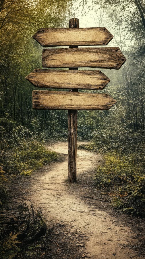 Signpost in Enchanted Forest Stock Illustration - Illustration of ...