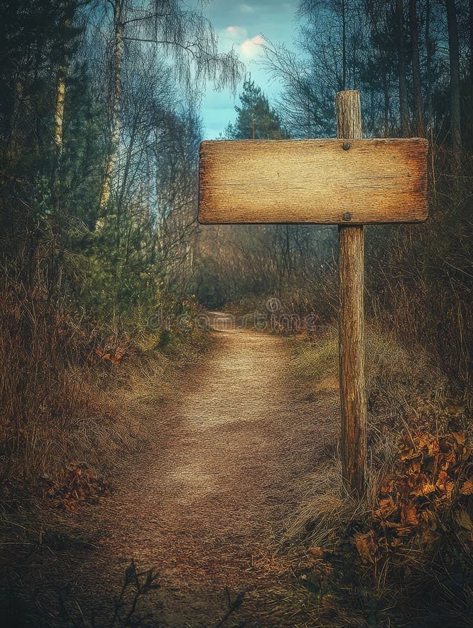 Signpost in Enchanted Forest Stock Illustration - Illustration of ...