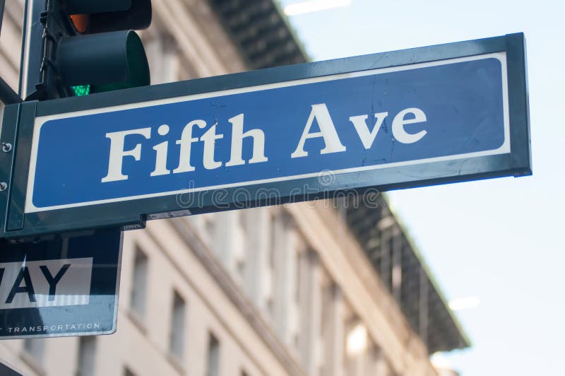Signpost with Fif Th Avenue in New York Stock Photo - Image of ...