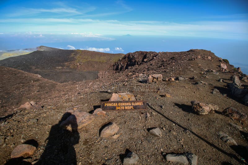 Signpost of the Highest Peak of Mount Slamet, Central Java, Indonesia ...