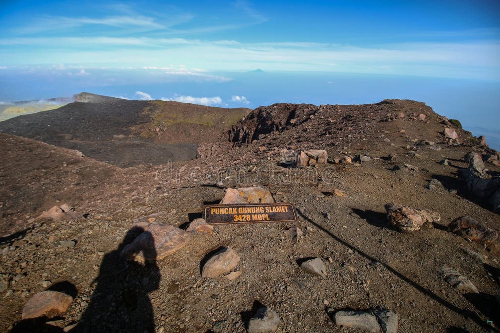 Signpost of the Highest Peak of Mount Slamet, Central Java, Indonesia ...