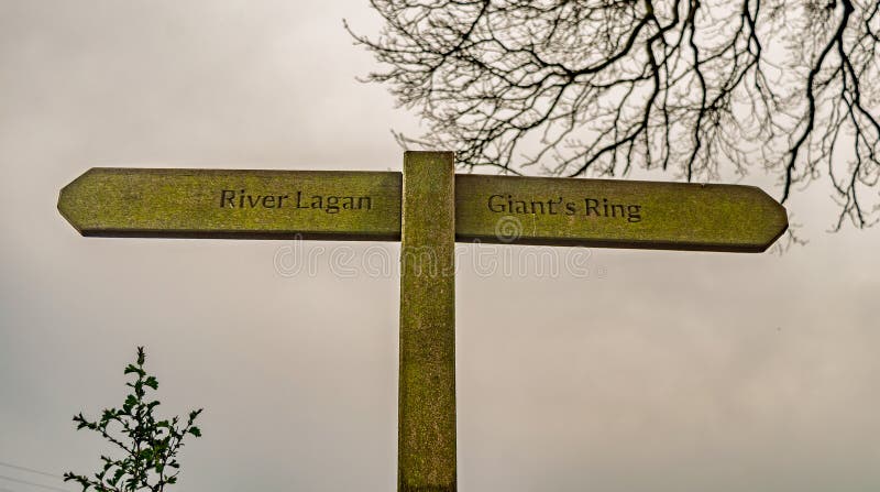 Signpost for Hikers Pointing To Areas of Interest in the Lagan Valley ...