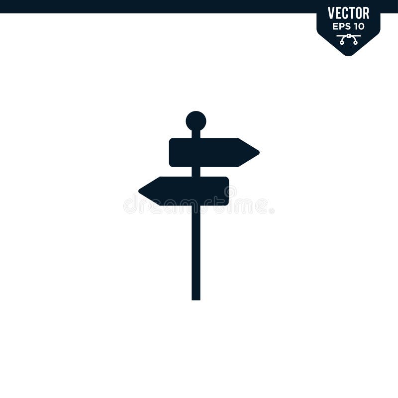 Signpost Icon Collection, Glyph Style Stock Vector - Illustration of ...