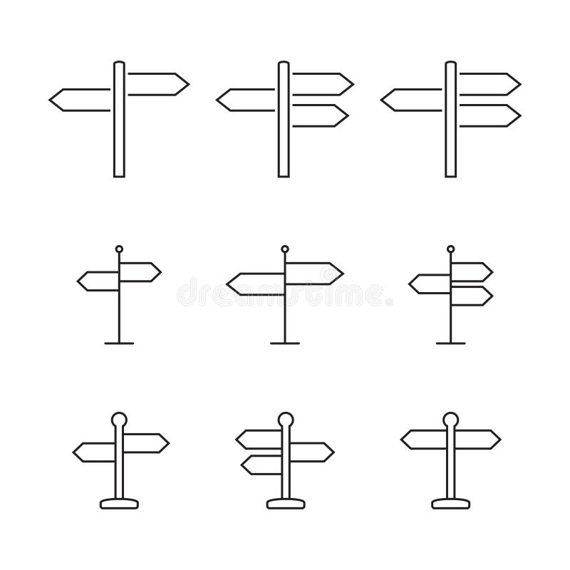 Signpost Icon, Direction Line Icon Isolated, Editable Stroke Set. Stock ... Signpost Icon, Direction Line Icon Isolated, Editable Stroke Set. Stock ...