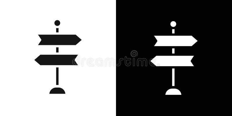 Signpost Icon Flat Vector Set Outline Stock Vector - Illustration of guidance, seal: 336948197