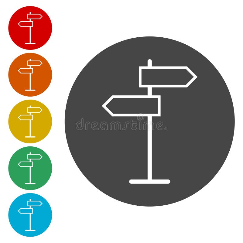 Signpost Icon or Logo Line Art Style Set Stock Vector - Illustration of ...