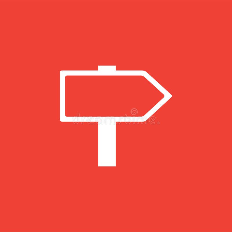 Signpost Icon on Red Background. Red Flat Style Vector Illustration ...