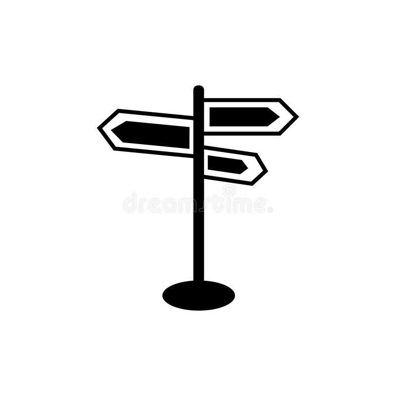 Signpost Icon. Road Direction Symbol. Navigation Vector Shape. Black ...