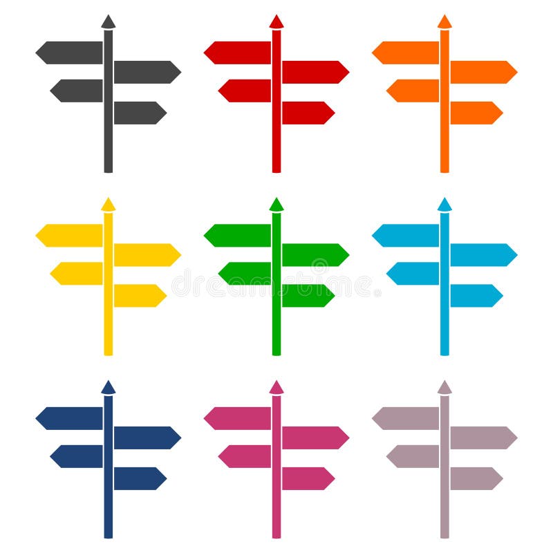 Signpost icons set stock vector. Illustration of post - 96508269