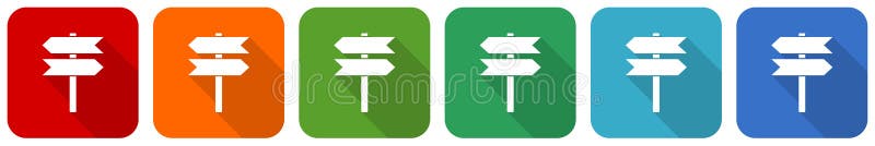 Signpost, Information, Post Icon Set, Flat Design Vector Illustration ...