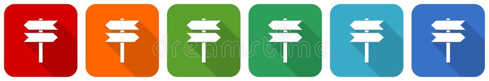 Signpost, Information, Post Icon Set, Flat Design Vector Illustration ...