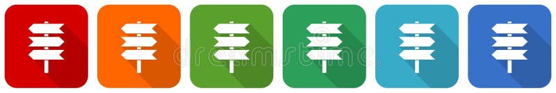 Signpost, Information, Post Icon Set, Flat Design Vector Illustration ...