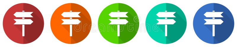 Signpost, Information, Post Icon Set, Red, Blue, Green and Orange Flat ...