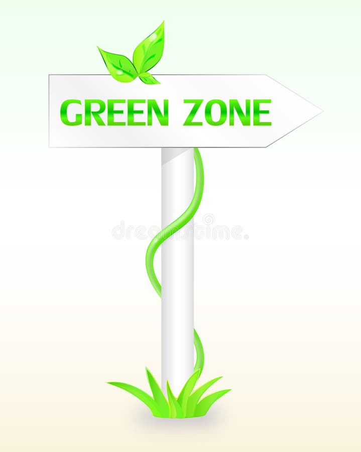 Signpost with an Inscription the Green Zone Stock Illustration ...