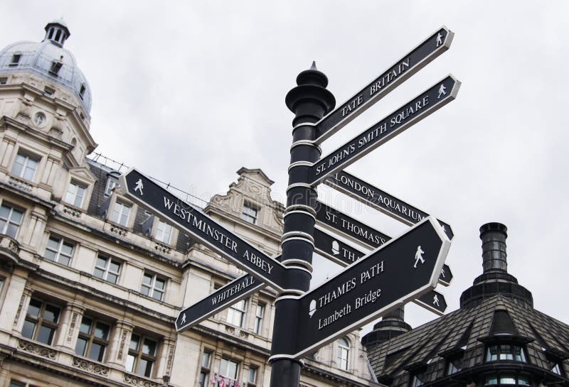 London Landmark Signs stock photo. Image of black, landmarks - 6778170