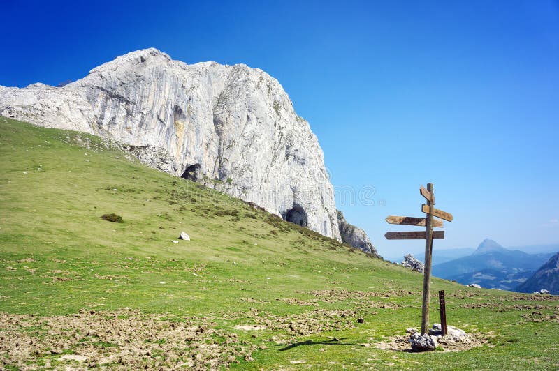 Signpost in the mountain stock image. Image of hiking - 39015867