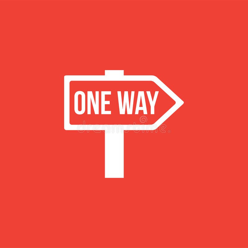 Signpost One Way Icon on Red Background. Red Flat Style Vector ...