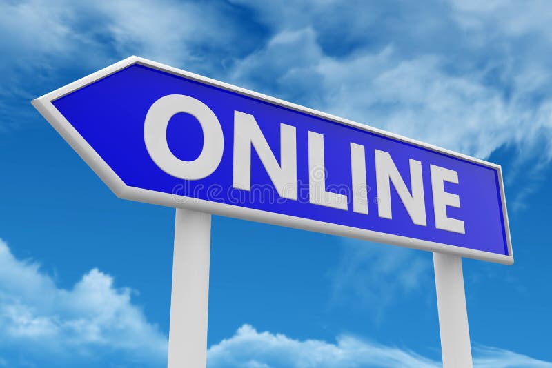 Signpost with Online Concept Stock Illustration - Illustration of ...